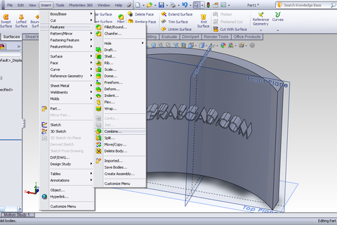 Tutorial - Using surface cut feature for bossing text in SolidWorks ...