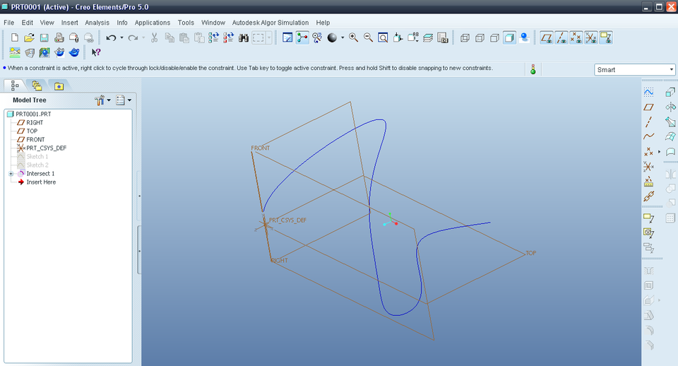 Tutorial - Intersect curve in Creo Elements/Pro aka Pro Engineer ...