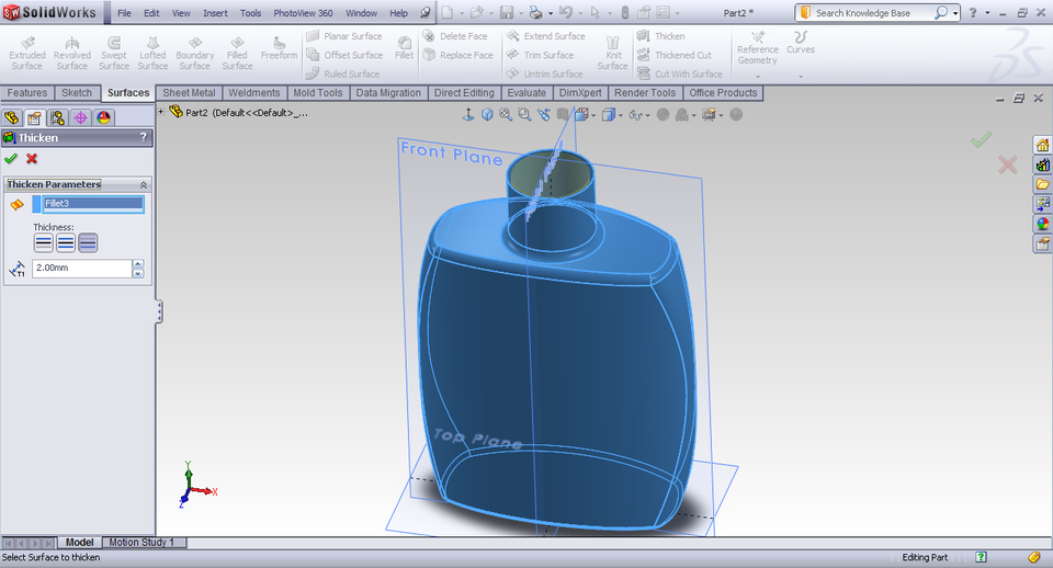 Tutorial - Creating Bottle using surface techniques in SolidWorks ...