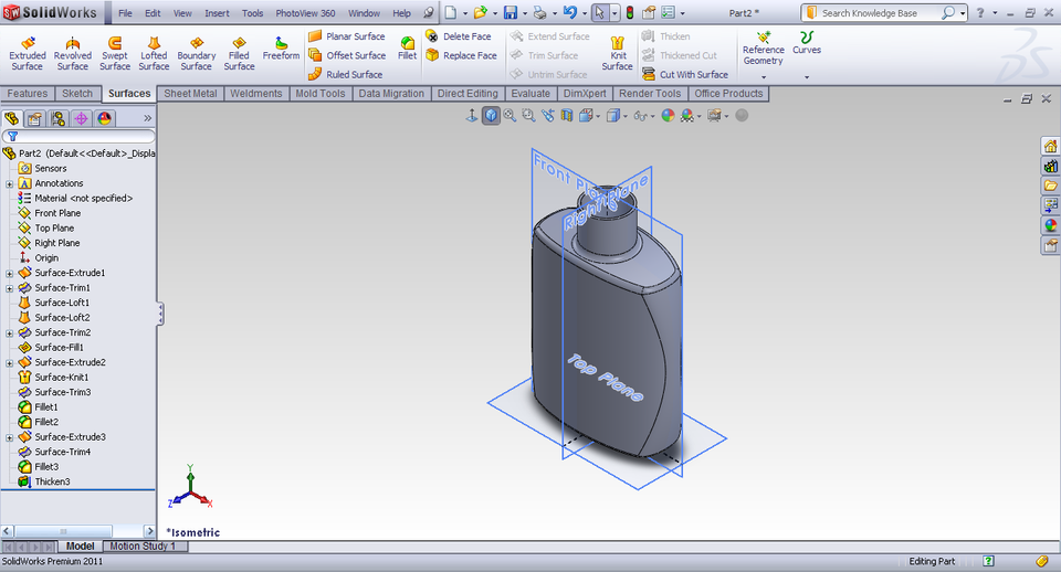 Tutorial - Creating Bottle using surface techniques in SolidWorks ...