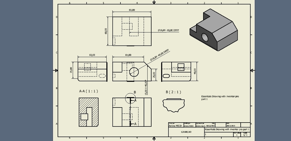 Tutorial : Essentials Drawing with inventor pro part 1 - GrabCAD
