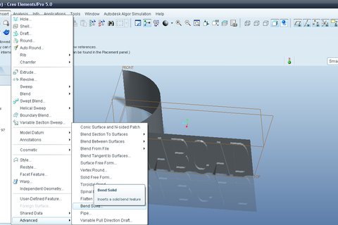 Tutorial - Making text emboss on the curved surface in Creo Elements ...