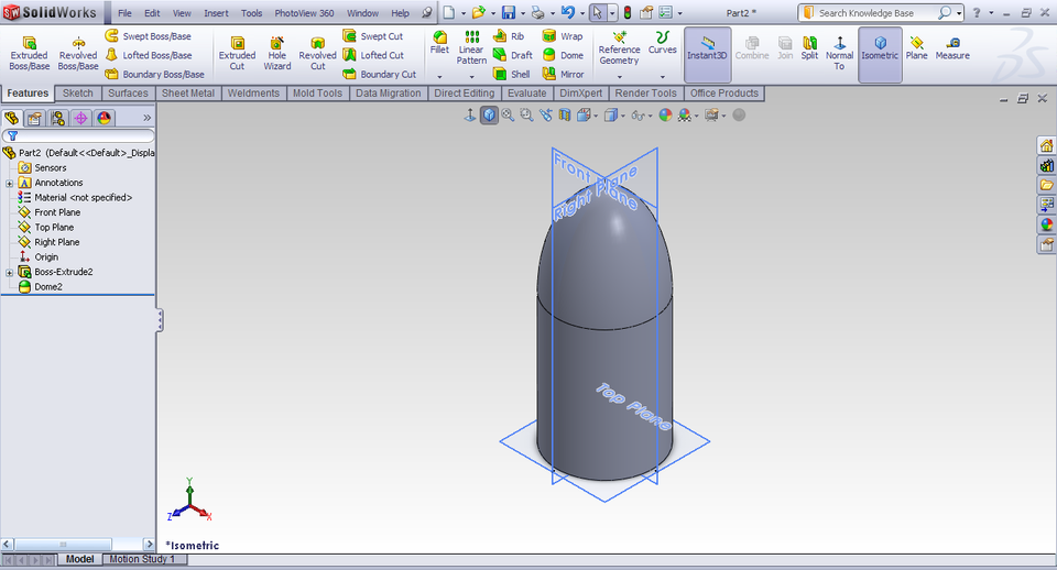 Tutorial - Using Dome feature in SolidWorks? - GrabCAD