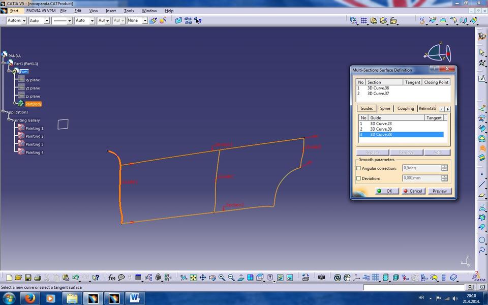 How to fix errors in Multi-Sections Surface in CATIA V5? - GrabCAD