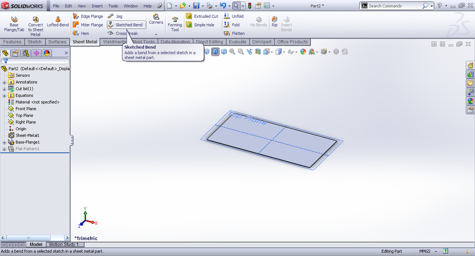 Tutorial - Sketched bend feature (Sheet metal) in SolidWorks? - GrabCAD