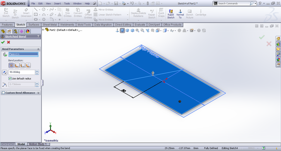 Tutorial - Sketched bend feature (Sheet metal) in SolidWorks? - GrabCAD