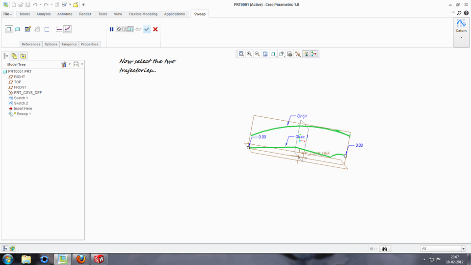 Sweep Command in Creo Parametric 1.0 - GrabCAD