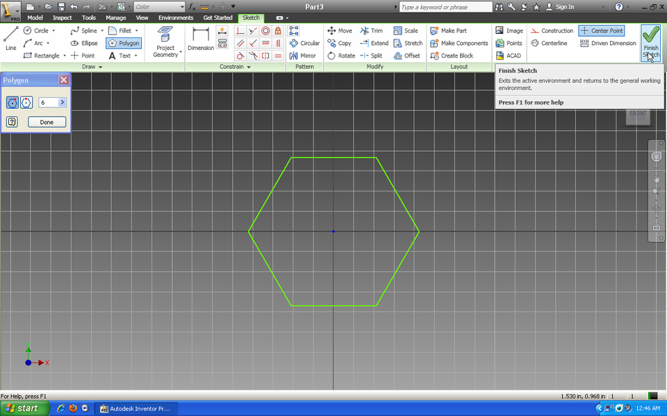 Tutorial How To Model A Hexagonal Bolt In Autodesk Inventor Grabcad