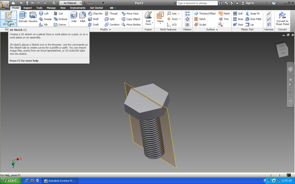 Tutorial How To Model A Hexagonal Bolt In Autodesk Inventor Grabcad