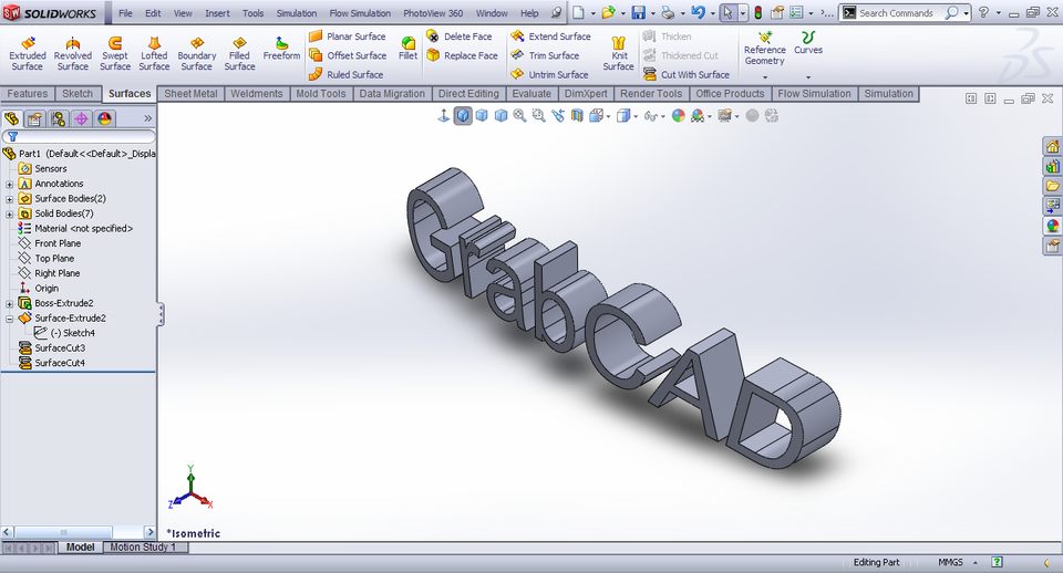Tutorial - Extruding curved surface in SolidWorks? - GrabCAD