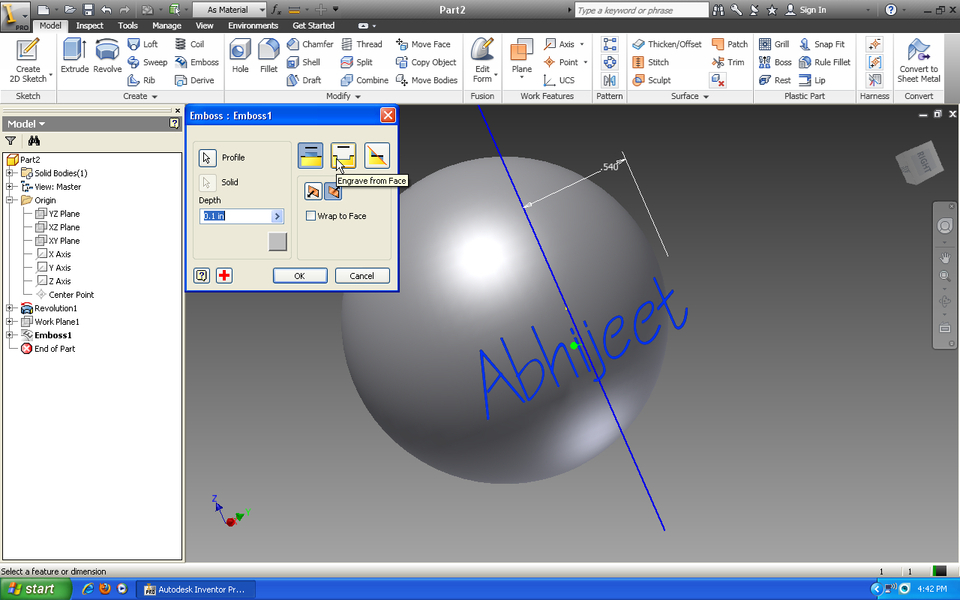 Tutorial: How to use emboss feature in Autodesk Inventor? - GrabCAD