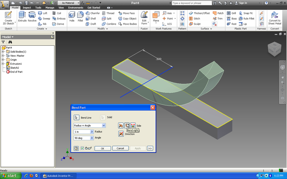 Tutorial: How to use "bend part" feature in Autodesk Inventor? - GrabCAD