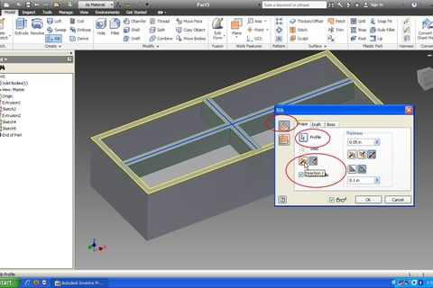 Tutorial: How to use rib feature in Autodesk Inventor? - GrabCAD
