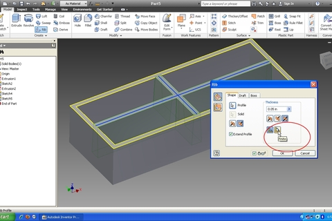 Tutorial: How to use rib feature in Autodesk Inventor? - GrabCAD