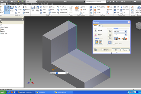 Tutorial: How to use rib feature in Autodesk Inventor?-Lesson 2 - GrabCAD