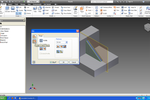 Tutorial: How to use rib feature in Autodesk Inventor?-Lesson 2 - GrabCAD