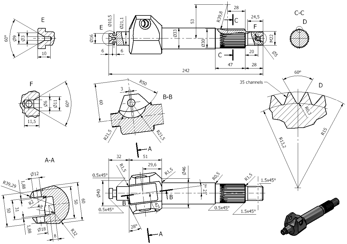 How to model a Control lever shaft using Inventor 2014? | GrabCAD Questions