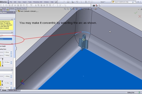 Tutorial:Using mounting boss fastening feature in Solidworks. - GrabCAD