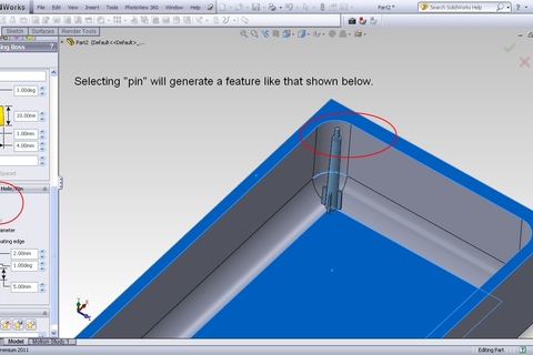 Tutorial:Using mounting boss fastening feature in Solidworks. - GrabCAD