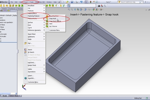 Tutorial:Using snap hook fastening feature in Solidworks. - GrabCAD