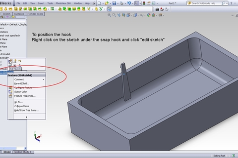 Tutorial:Using snap hook fastening feature in Solidworks. - GrabCAD