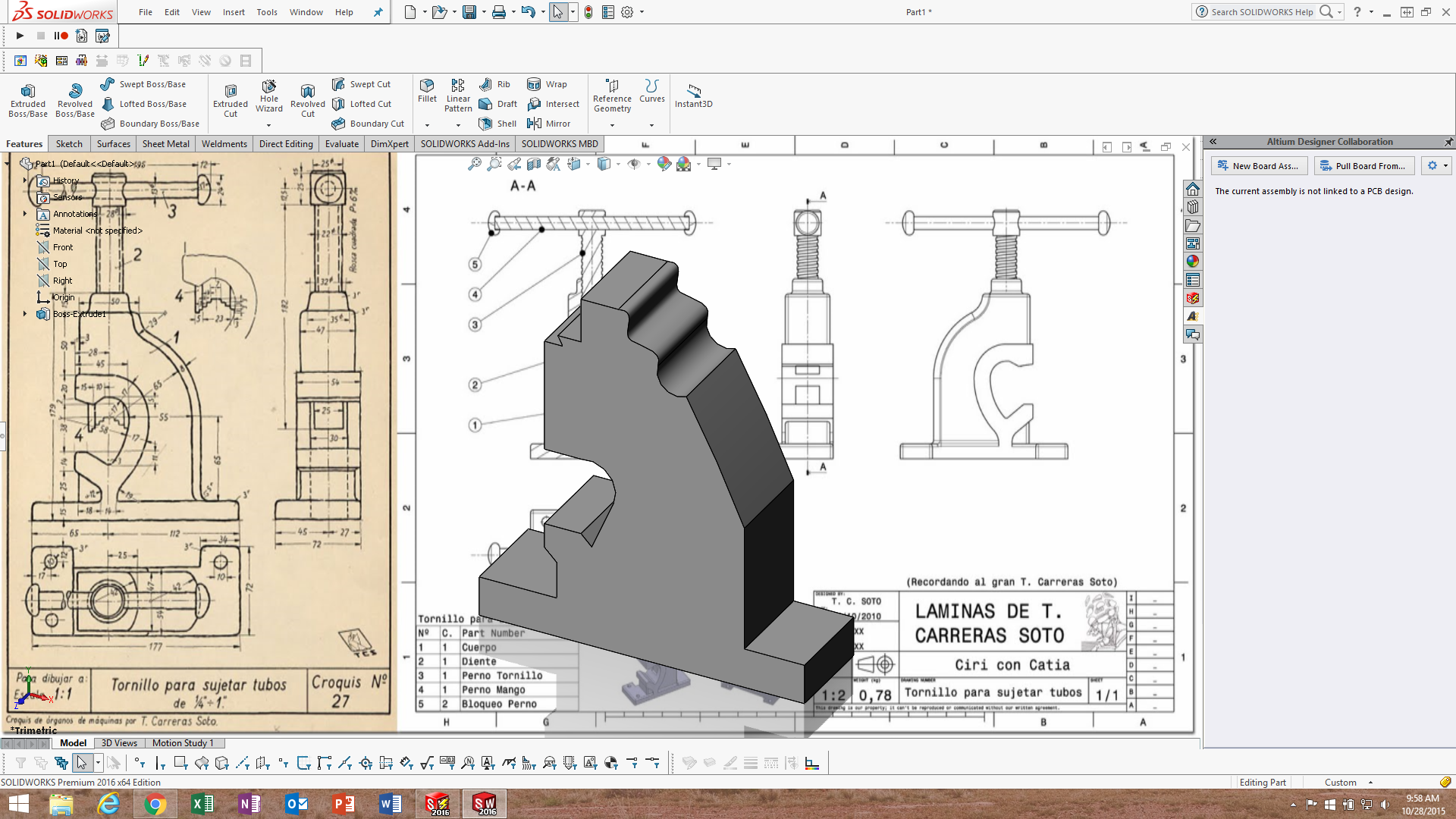How to model a 3D part with 2D drawing background? | GrabCAD Questions