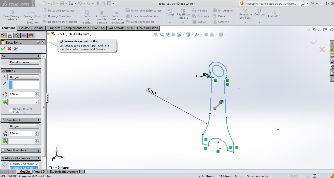how to solve this when i make extrusion ? the contour is closed ...