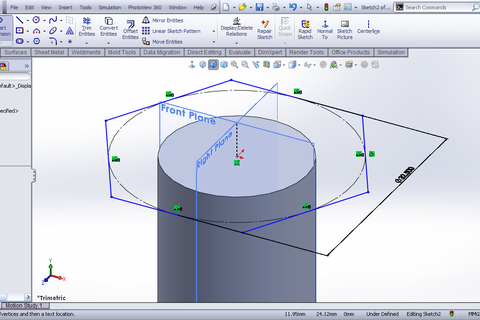 How to model Bolt with terminating thread in SolidWorks? - GrabCAD