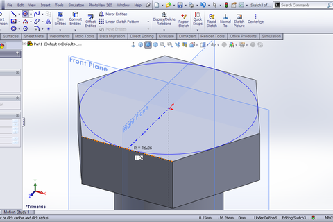 How to model Bolt with terminating thread in SolidWorks? - GrabCAD