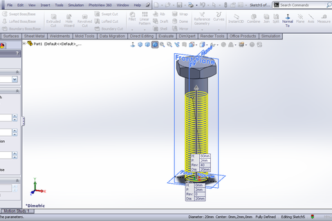 How to model Bolt with terminating thread in SolidWorks? - GrabCAD