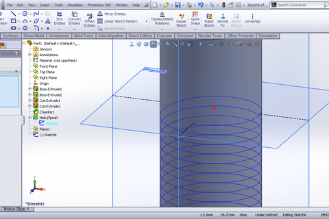 How to model Bolt with terminating thread in SolidWorks? - GrabCAD