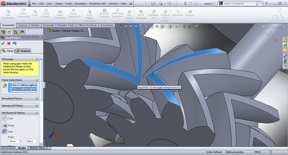 Tutorial - Mating HerringBone gear in SolidWorks? - GrabCAD