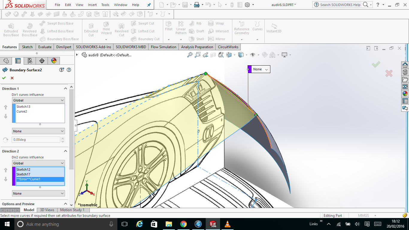 How to create boundary surface in solidworks without errors? | GrabCAD Questions