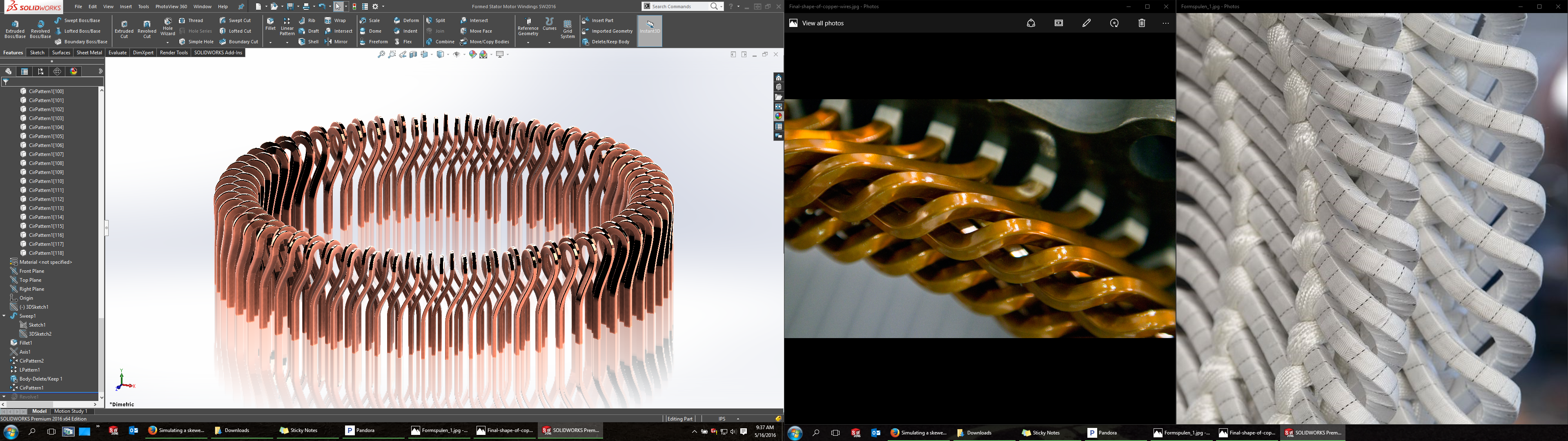 How to model Formed Motor Winding in SolidWorks? | GrabCAD Questions