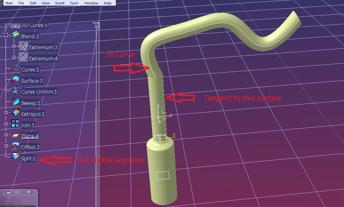 How to make 3d curve tangent or continuous to existing surface ...