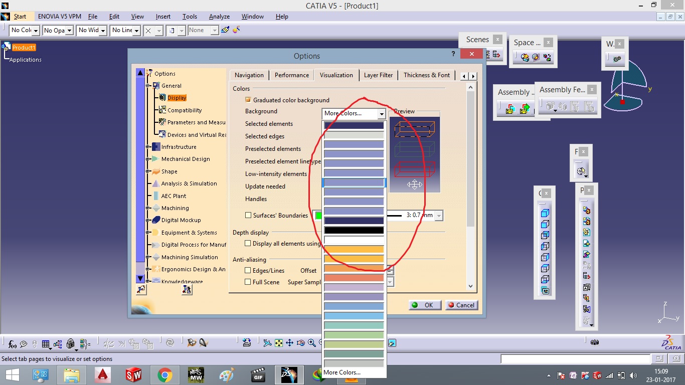 how do i reset the background colours in catia v5 | GrabCAD Questions