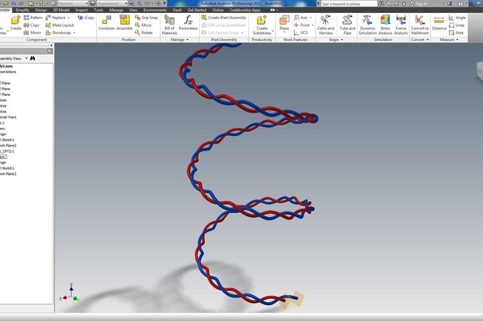 Double helix - twisted pair in Inventor - Autodesk Inventor, STL - 3D CAD model - GrabCAD