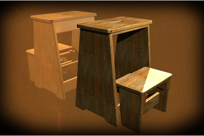 Stool with folding stair there - Autodesk Inventor, KeyCreator, STEP ...