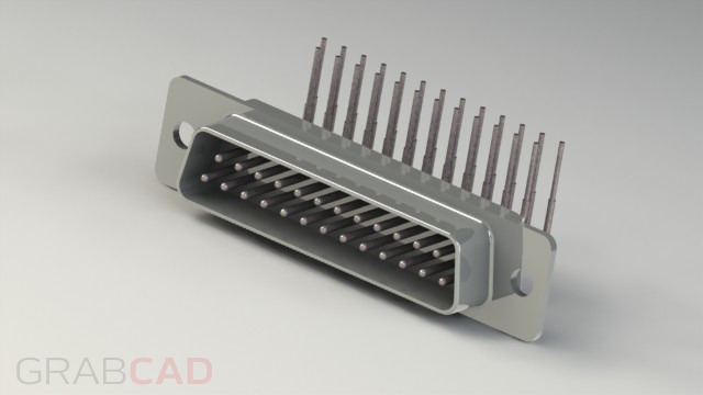D-Sub 25-Pin Male - STL, STEP / IGES, SOLIDWORKS - 3D CAD model - GrabCAD