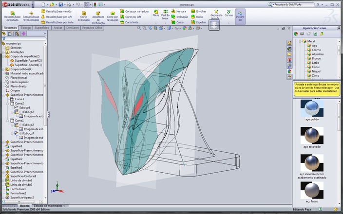 escultura com superficies solidworks