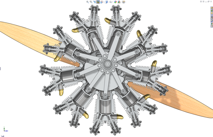 Solidworks - Olsryd 9 Cylinder Radial Engine