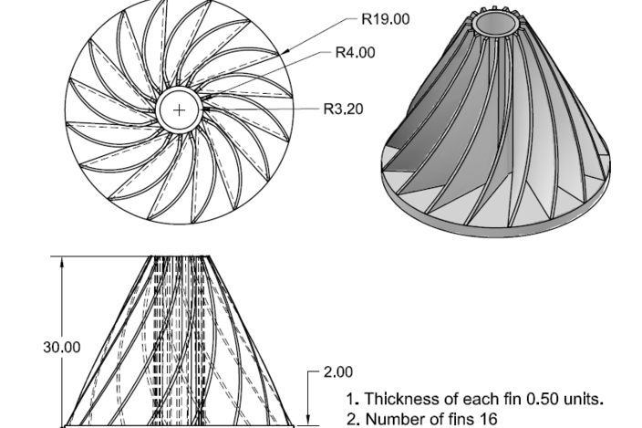 turbine blade with dimension - STEP / IGES, SOLIDWORKS - 3D CAD model ...