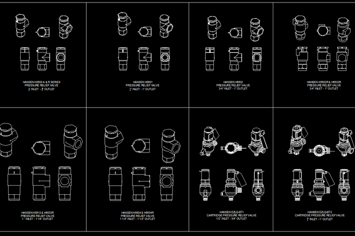 2-D LIBRARY OF HANSEN PRESSURE RELIEF VALVES - AutoCAD, STEP / IGES ...