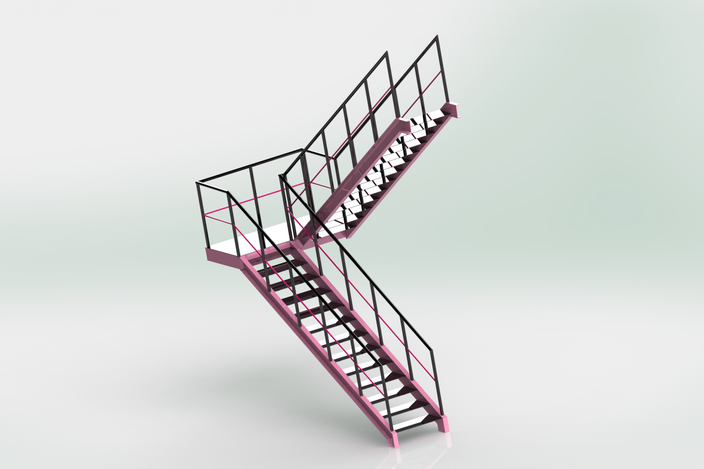 Steel Staircase - STEP / IGES, SOLIDWORKS - 3D CAD model - GrabCAD