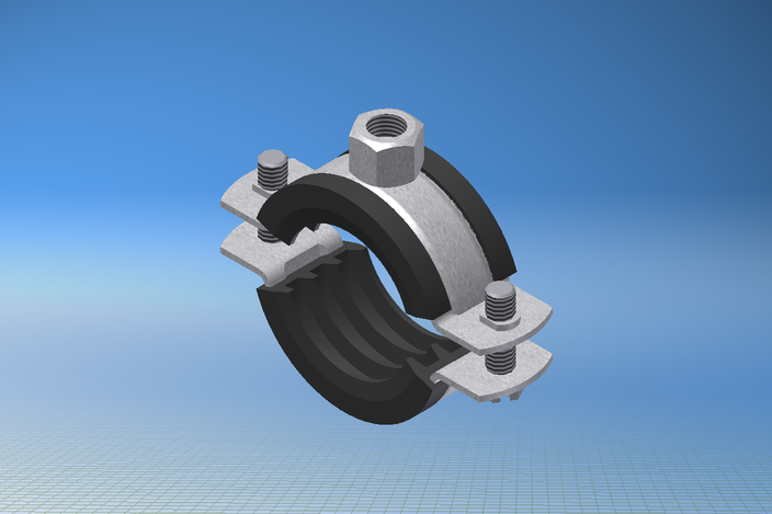 Pipe clamp 1" 32-37mm - AutoCAD, Autodesk Inventor, STEP / IGES, Other ...