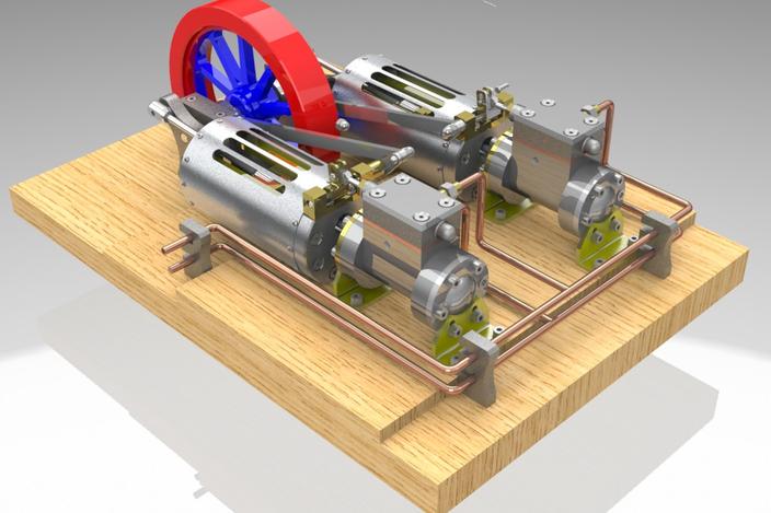 Twin Steam Engines in Factory Layout - SOLIDWORKS - 3D CAD model - GrabCAD