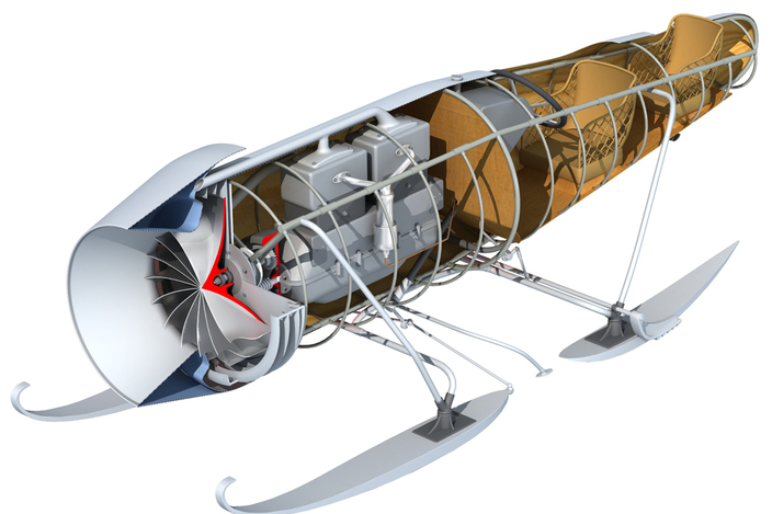 Coanda : double-seat motorised (turbo-propulseur) sled - - 3D CAD model ...