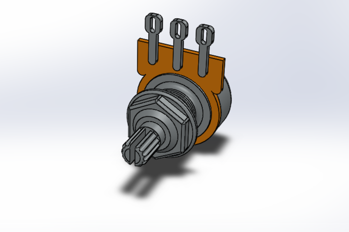 Guitar Potentiometer splined shaft - SOLIDWORKS - 3D CAD model - GrabCAD
