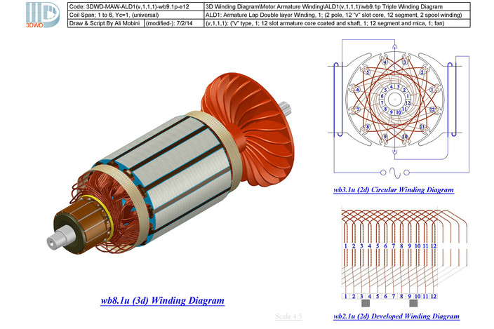 3D Winding Diagram-ALD1(v,1,1,1) - - 3D CAD model - GrabCAD