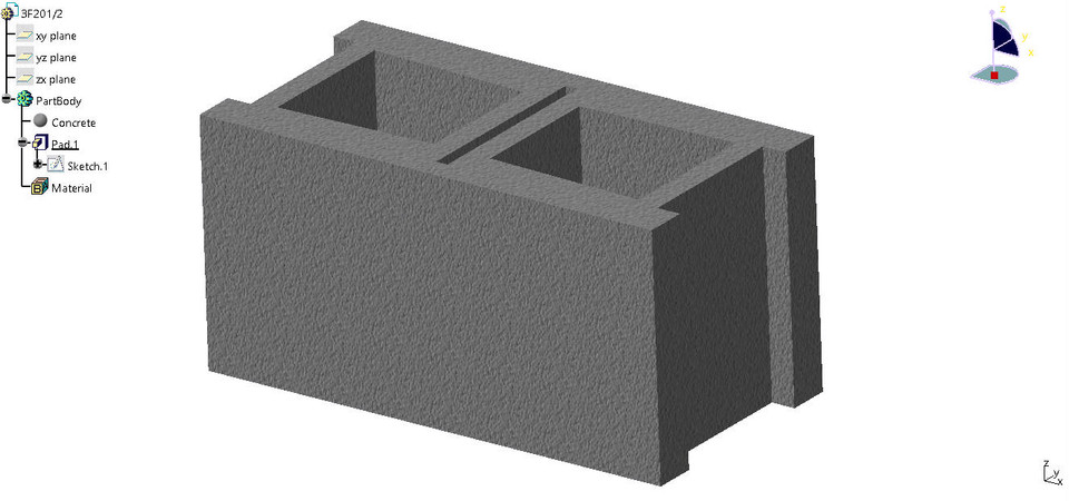 Metric Concrete Block Dimension 3d